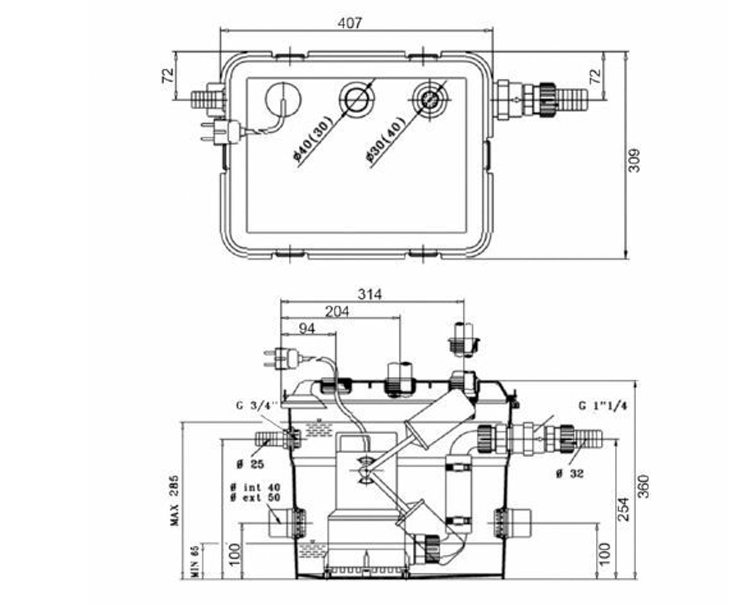 DAB Novabox Schmutzwasser Hebeanlage Kleinhebeanlage Abwasser Dusche ...